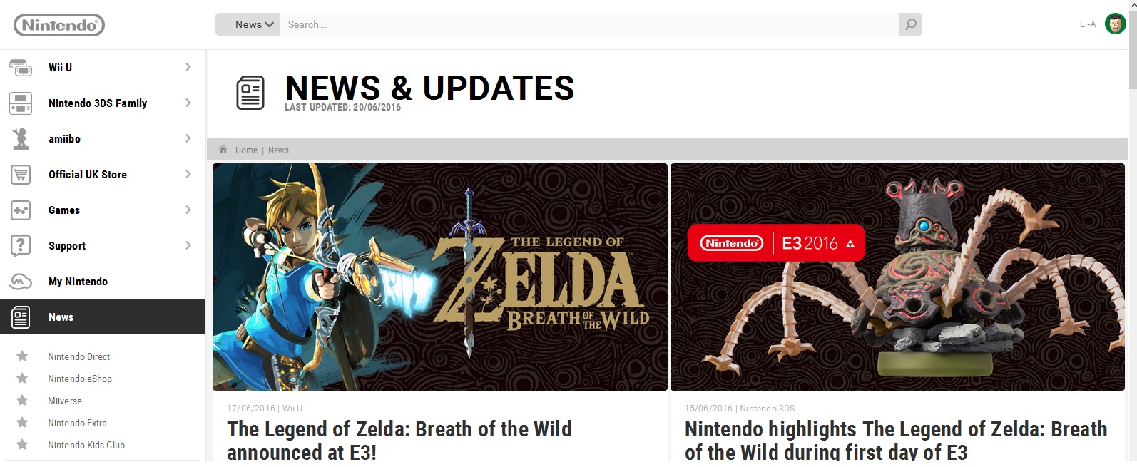 Nintendo: new home page in Europe – Perfectly Nintendo